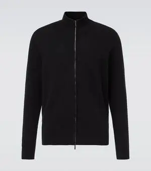 SAMAN AMEL Halle Ribbed-knit Cashmere Zip-up Sweater