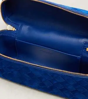 Bottega Veneta Intrecciato Suede Vanity Bag - Blue