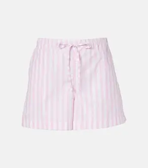 Hunza G Embroidered Striped Cotton Poplin Shorts - Pink