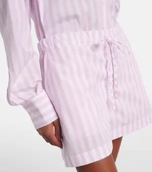Hunza G Embroidered Striped Cotton Poplin Shorts - Pink