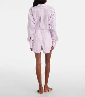 Hunza G Embroidered Striped Cotton Poplin Shorts - Pink