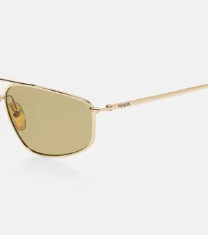 Prada Logo Aviator Sunglasses - Gold