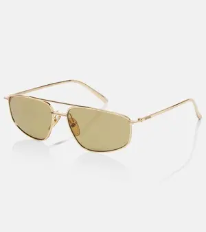 Prada Logo Aviator Sunglasses - Gold
