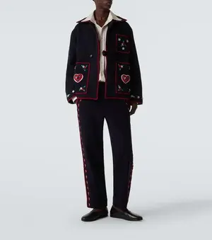 BODE Carroll Embroidered Wool Straight Pants