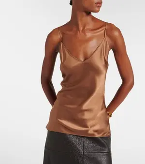 JOSEPH Clea Silk Satin Camisole - Brown