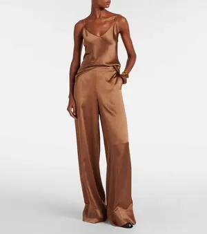 JOSEPH Clea Silk Satin Camisole - Brown