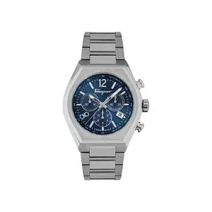 FERRAGAMO Tonneau Chrono Bracelet Watch - Silver