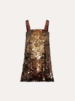 Oscar De La Renta Ombre Paillette Cocktail Dress - Gold