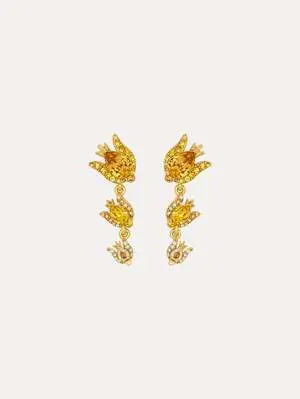 Oscar De La Renta Crystal Rose Drop Earrings - Multi