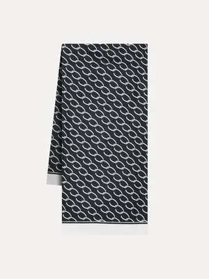 Oscar De La Renta Oscar Chain-link Silk Scarf - Navy