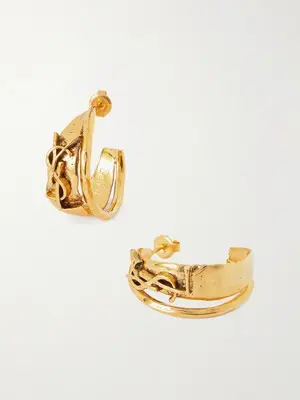 Saint Laurent Monogram Earrings - Gold