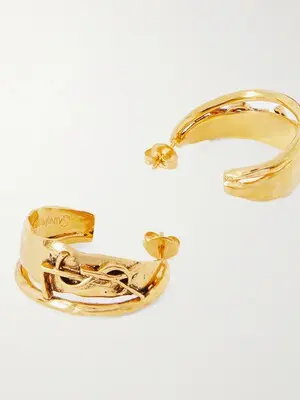Saint Laurent Monogram Earrings - Gold