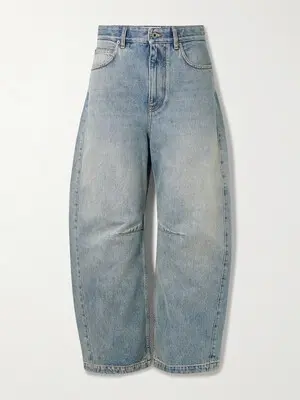 Loewe Embroidered High-rise Barrel-leg Jeans - Blue