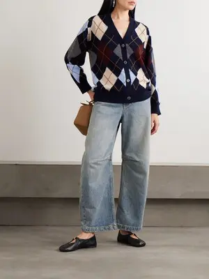 Loewe Embroidered High-rise Barrel-leg Jeans - Blue