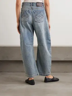 Loewe Embroidered High-rise Barrel-leg Jeans - Blue