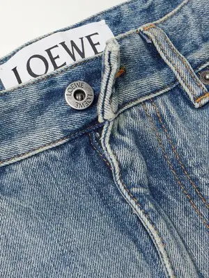 Loewe Embroidered High-rise Barrel-leg Jeans - Blue