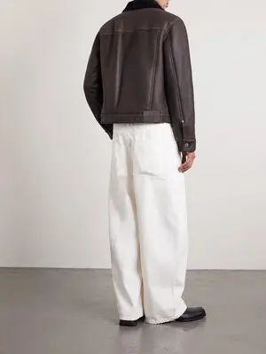 Loewe Shearling-trimmed Trucker Jacket - Brown
