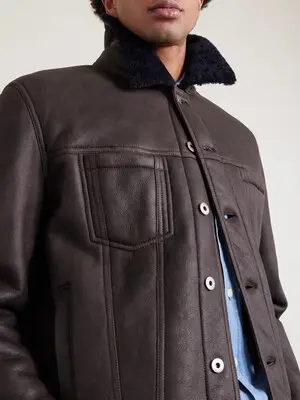 Loewe Shearling-trimmed Trucker Jacket - Brown