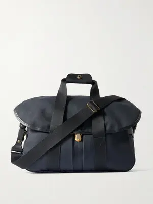 BLEU DE CHAUFFE Leather And Webbing-trimmed Canvas Weekend Bag - Black