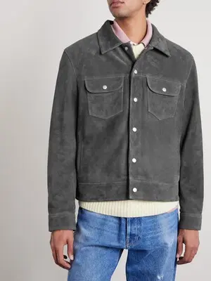FRAME Suede Trucker Jacket - Gray
