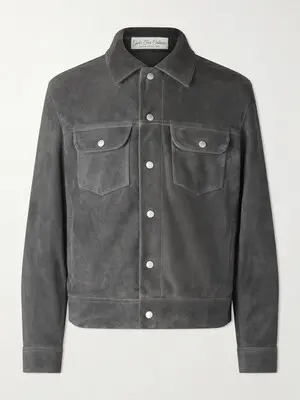 FRAME Suede Trucker Jacket - Gray