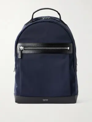 TOM FORD Leather-trimmed Nylon Backpack - Blue