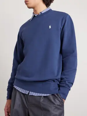 Polo Ralph Lauren Logo-embroidered Cotton-jersey Sweatshirt - Blue