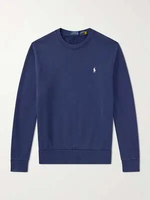 Ralph Lauren Logo-embroidered Cotton-jersey Sweatshirt - Navy