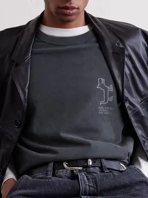 Nudie Jeans Koffe Scratched Tracks Printed Cotton-jersey T-shirt
