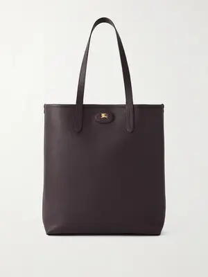 Burberry Reversible Full-grain Leather And Checked Canvas Tote Bag - Brown