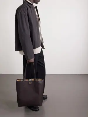 Burberry Reversible Full-grain Leather And Checked Canvas Tote Bag