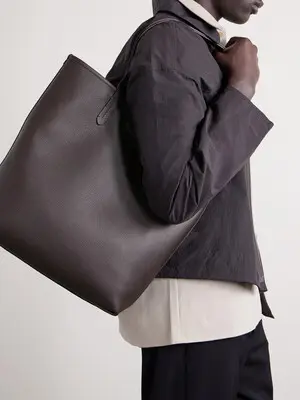 Burberry Reversible Full-grain Leather And Checked Canvas Tote Bag