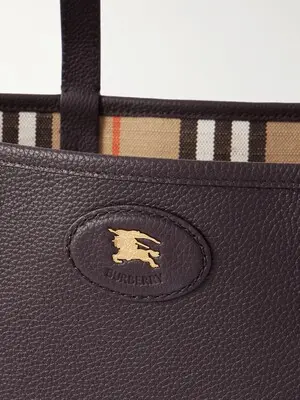 Burberry Reversible Full-grain Leather And Checked Canvas Tote Bag