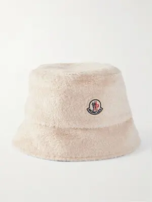 Moncler Embroidered Fleece Bucket Hat - Beige