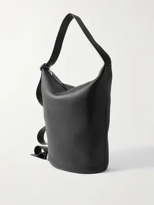 Loewe Loop Medium Logo-debossed Leather Bucket Bag - Black