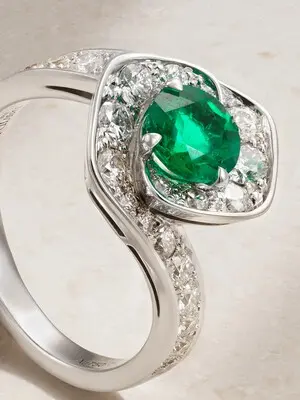 DAVID MORRIS Frozen Kiss Diamond And Emerald Ring