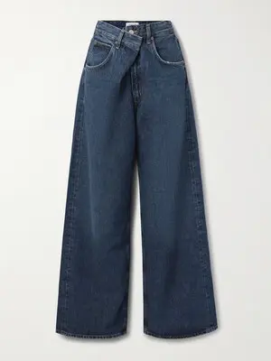 AGOLDE Vana Draped Low-rise Wide-leg Jeans - Blue