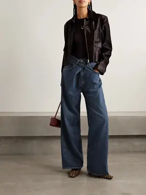 AGOLDE Vana Draped Low-rise Wide-leg Jeans - Blue