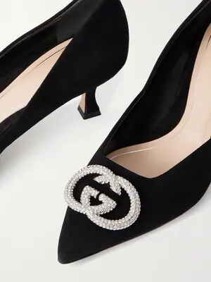 Gucci Embellished Suede Pumps
