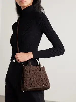 Alaïa Le Mina Laser-cut Suede Tote - Brown