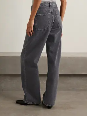 AGOLDE Arc Long Mid-rise Wide-leg Jeans - Black