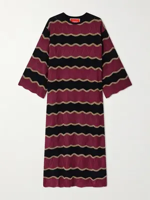 La DoubleJ Striped Cotton-blend Midi Dress