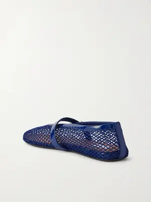 Alaïa Patent Leather-trimmed Mesh Ballerinas - Blue