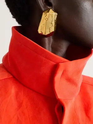 Saint Laurent Tone Brass Earrings - Gold