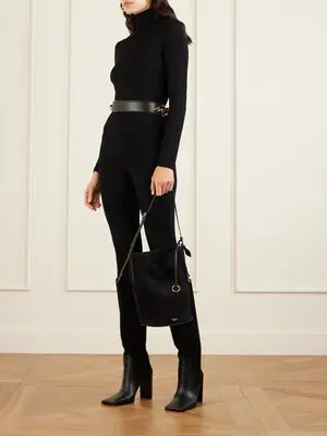 Alaïa Leather-trimmed Suede Tote - Black