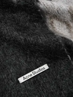 Acne Studios Hooded Fringed Mohair And Wool-blend Jacquard Scarf - Gray