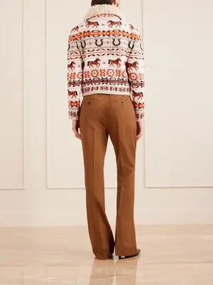 Stella McCartney Cropped Jacquard-knit Wool Cardigan - Light Brown