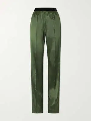 TOM FORD Silk-blend Satin Trousers - Forest Green