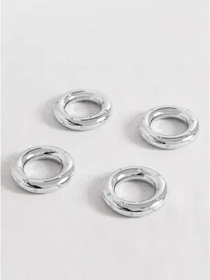 L'Objet Set Of Four Crystal-embellished Napkin Rings - Silver