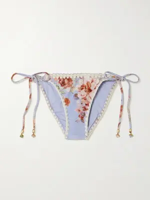 Zimmermann Awaken Floral-print Bikini Briefs - Blue
